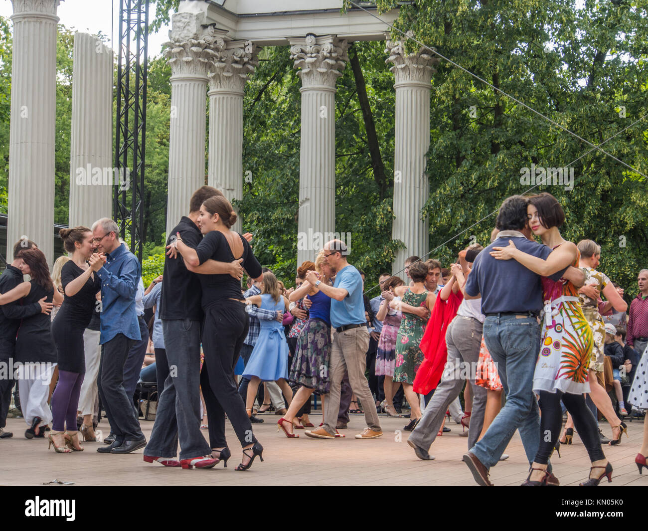 Warsaw, Poland - June 21, 2015: Street scene of people dancing tango in ...