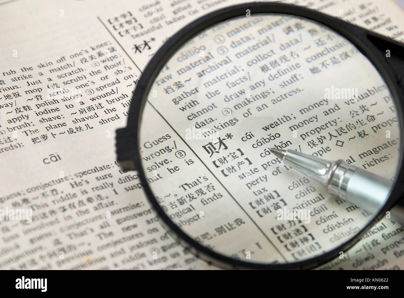 Magnification of Chinese character of wealth. For finance and money ...