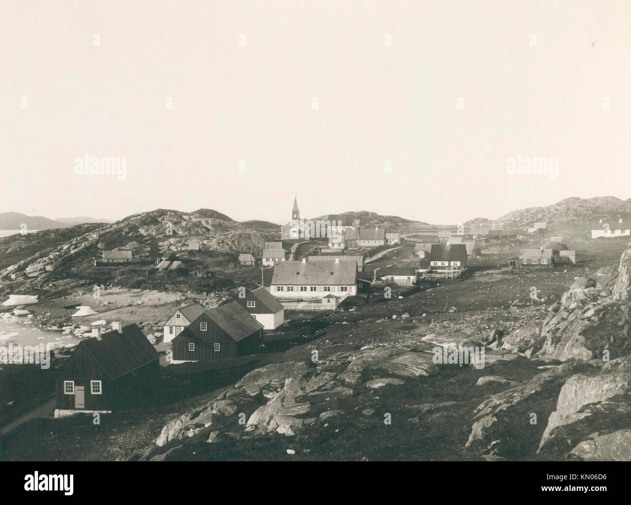Greenland in the late 19th-early 20th century. The town of Nuuk Godthåb ...