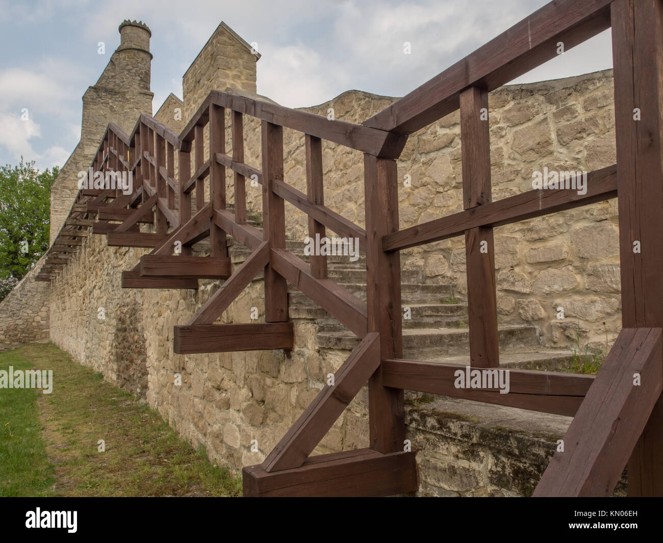 Szydlow, Poland - May 21, 2017: The Cracow Gate and walls of defense in ...