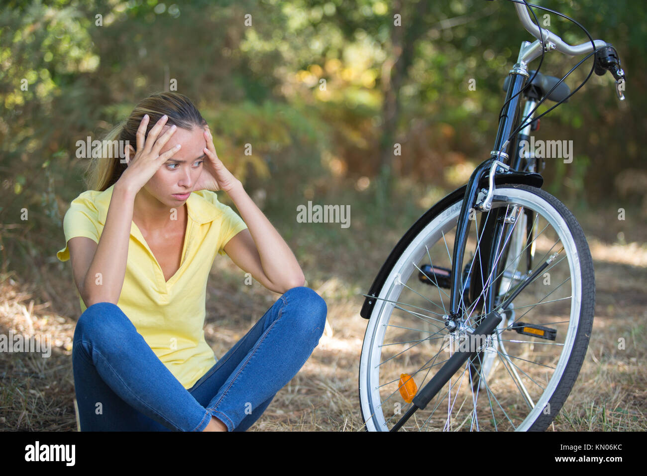 burst in the bikes wheel Stock Photo - Alamy