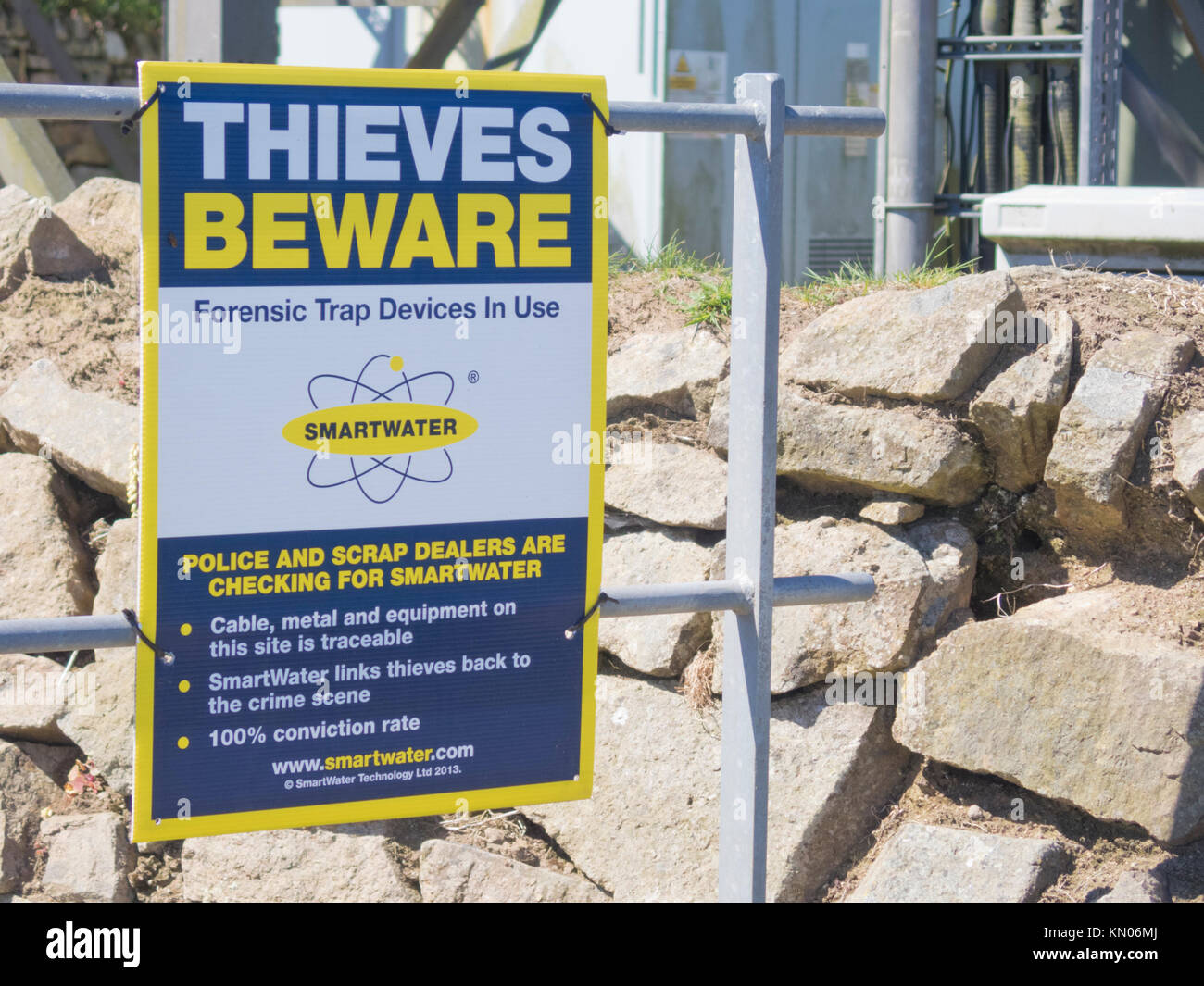Anti Metal Theft SmartWater Sign, UK Stock Photo - Alamy