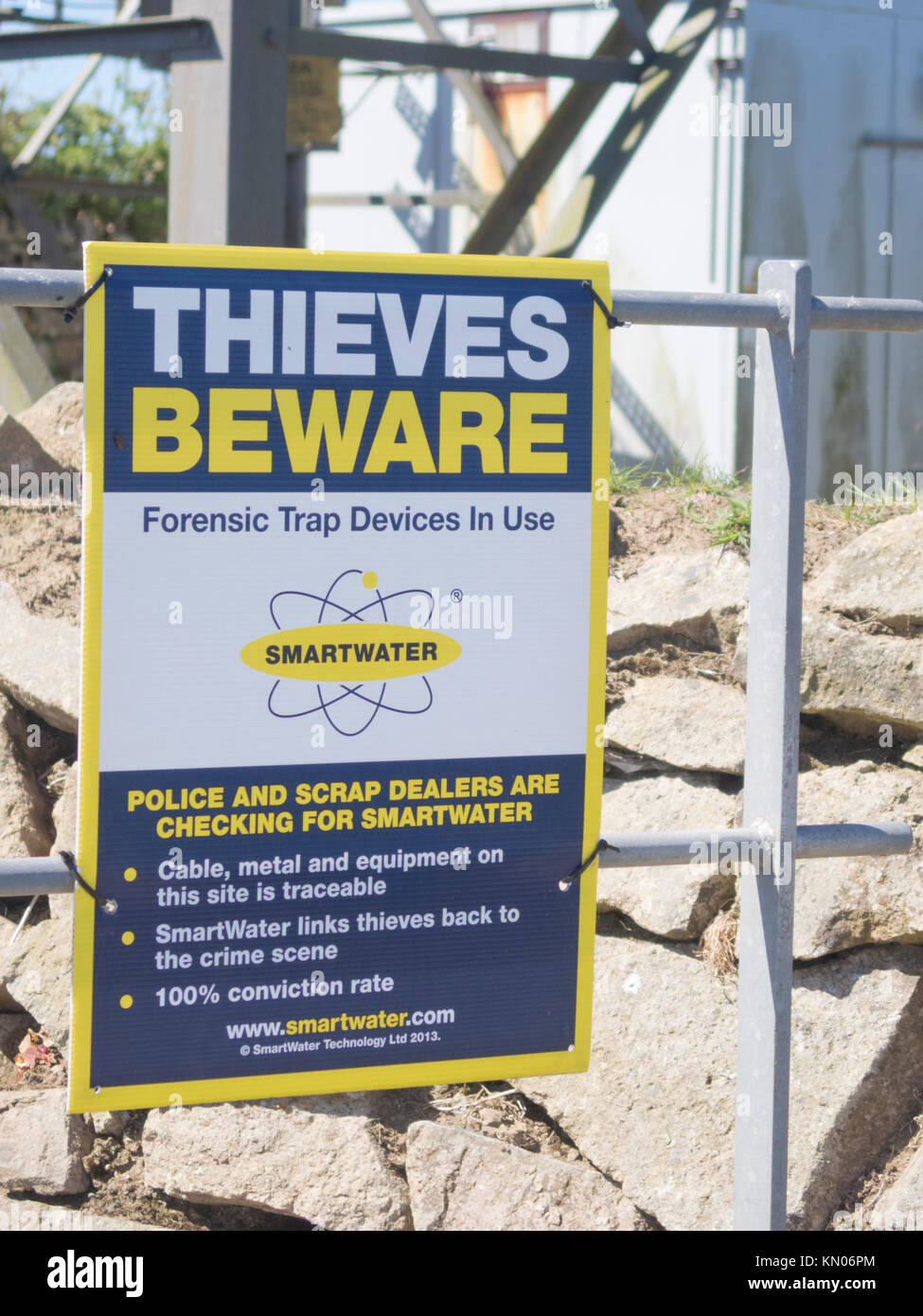Anti Metal Theft SmartWater Sign, UK Stock Photo - Alamy