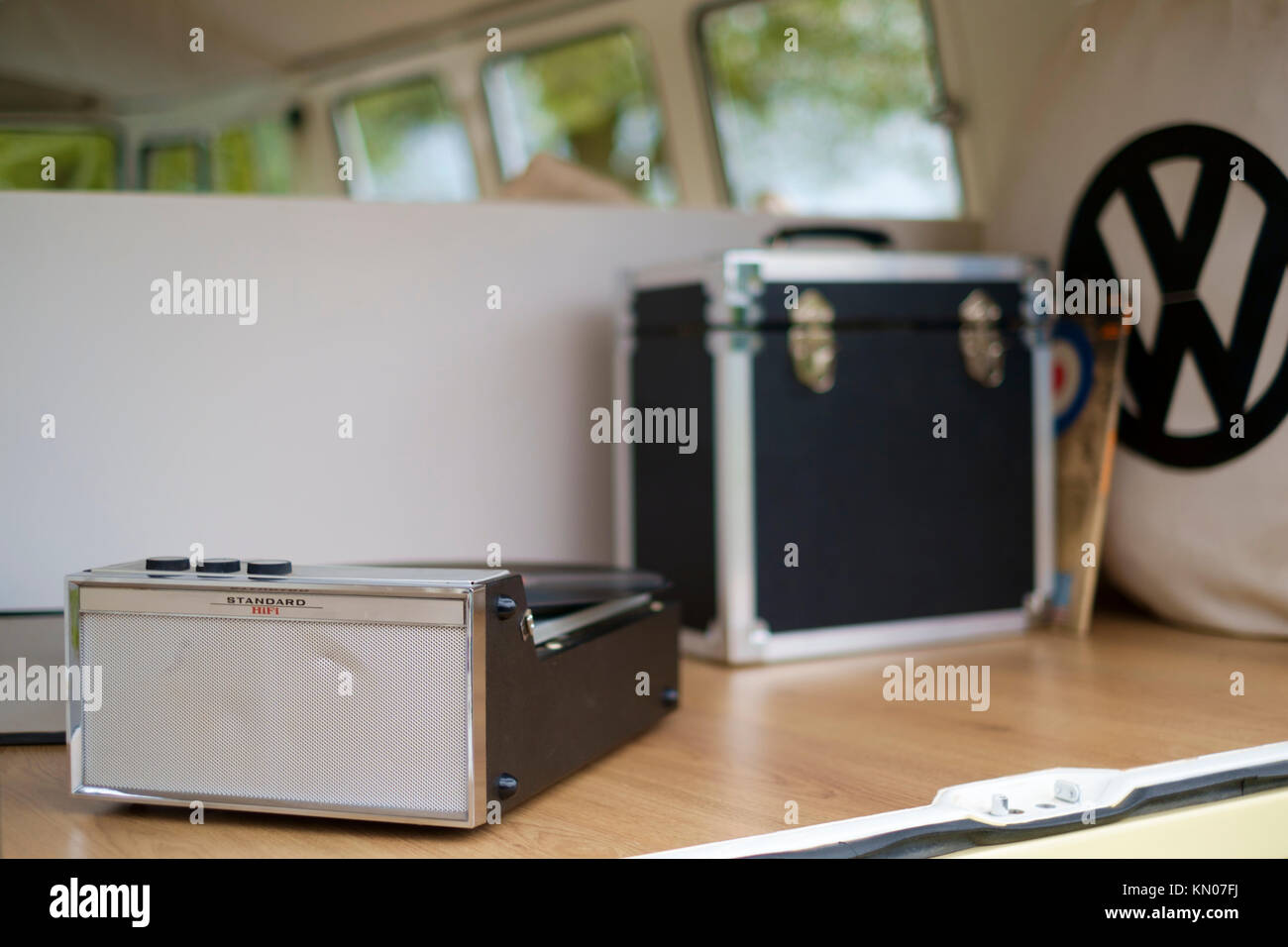 Dansett Style record player, playing in the back of a VW camper van ...