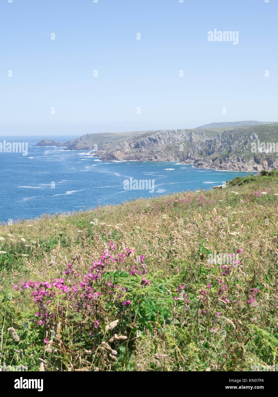 View of Trevean Cliff & Bosigran Cliff from Morvah Cliff, West Cornwall ...