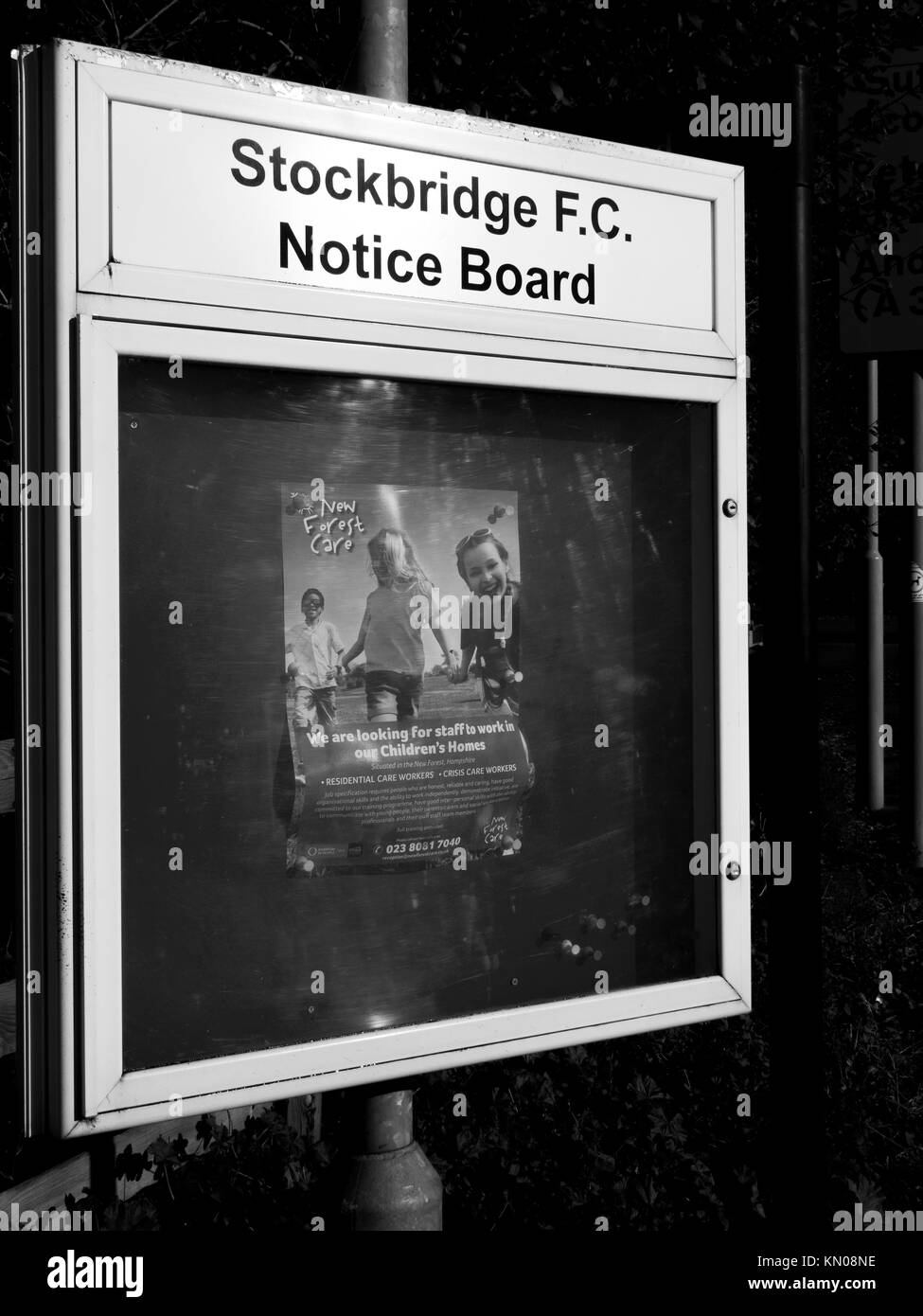 Stockbridge Football Club notice board outside recreation ground, plays ...