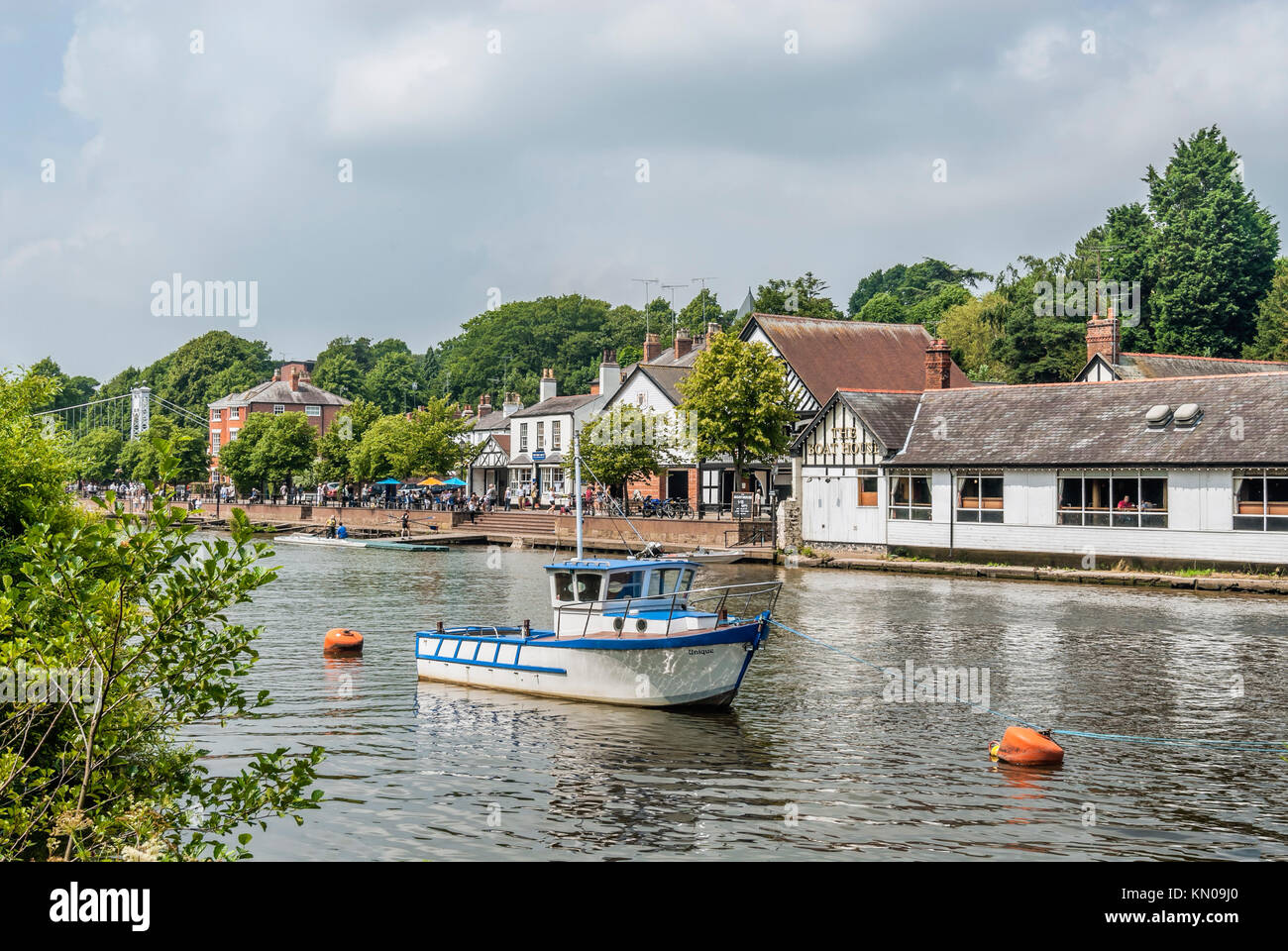 Boats House and Riverside Walk at the River Dee in Chester; Cheshire ...