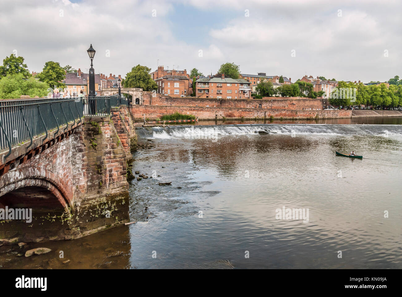 The historical city wall of Chester at the River Dee, Cheshire, North ...