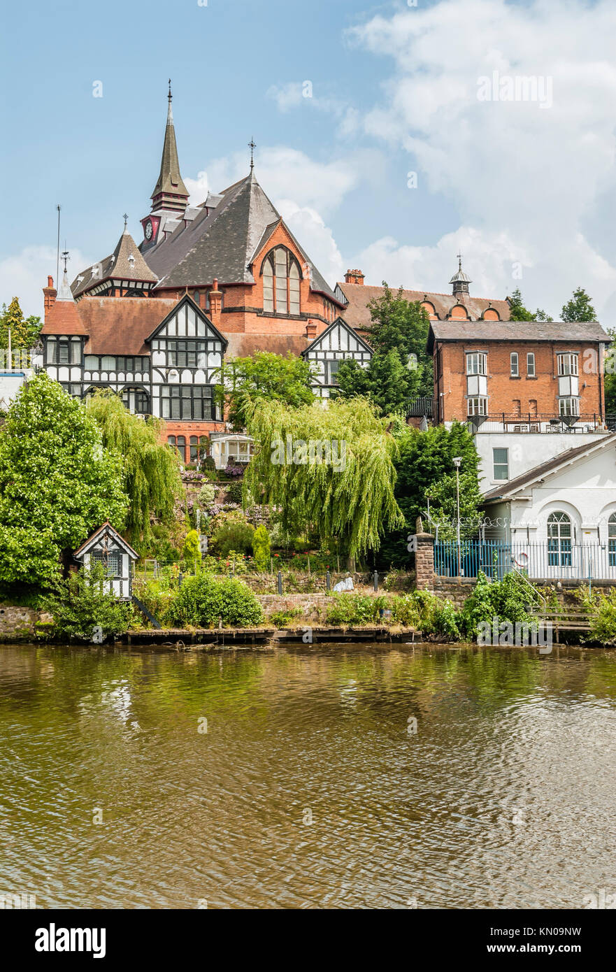 Historical riverside mansions along the River Dee in Chester, Cheshire ...