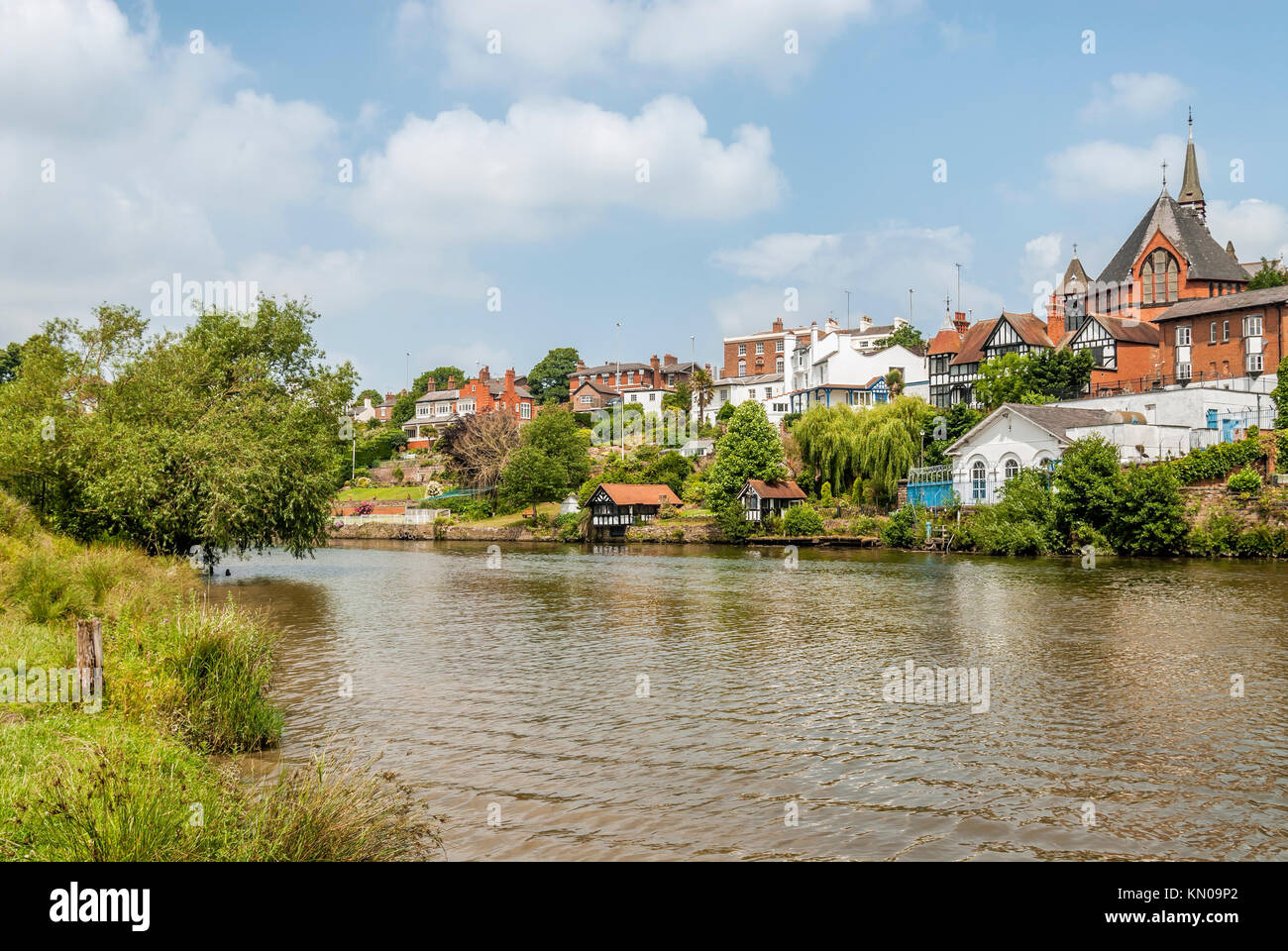 Historical riverside mansions along the River Dee in Chester, Cheshire ...