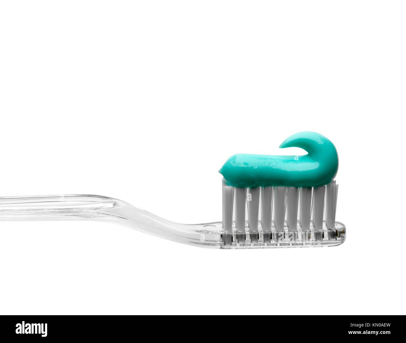 Close up of a toothbrush with paste over white hygiene and medicine ...