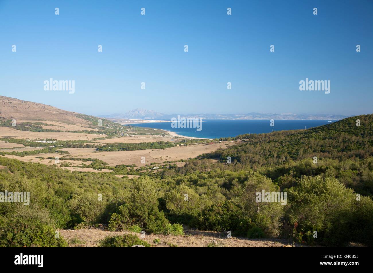 valdevaqueros beach in spain with africa at horizon Stock Photo - Alamy