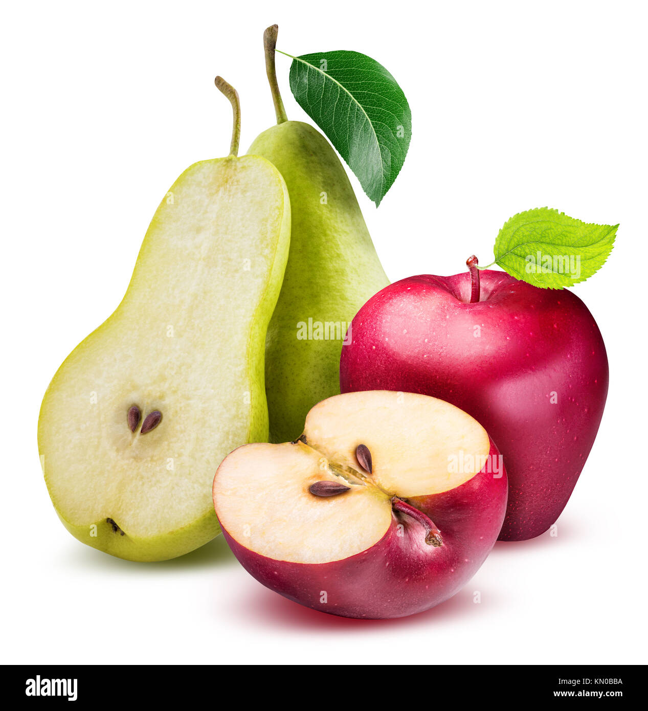 Apple and pear isolated on white background with clipping path Stock ...