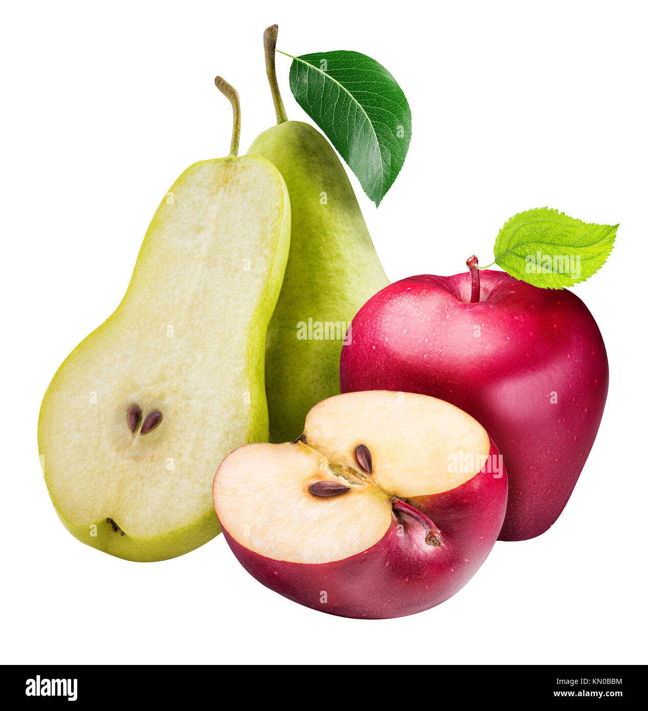 Apple and pear isolated on white background with clipping path Stock ...