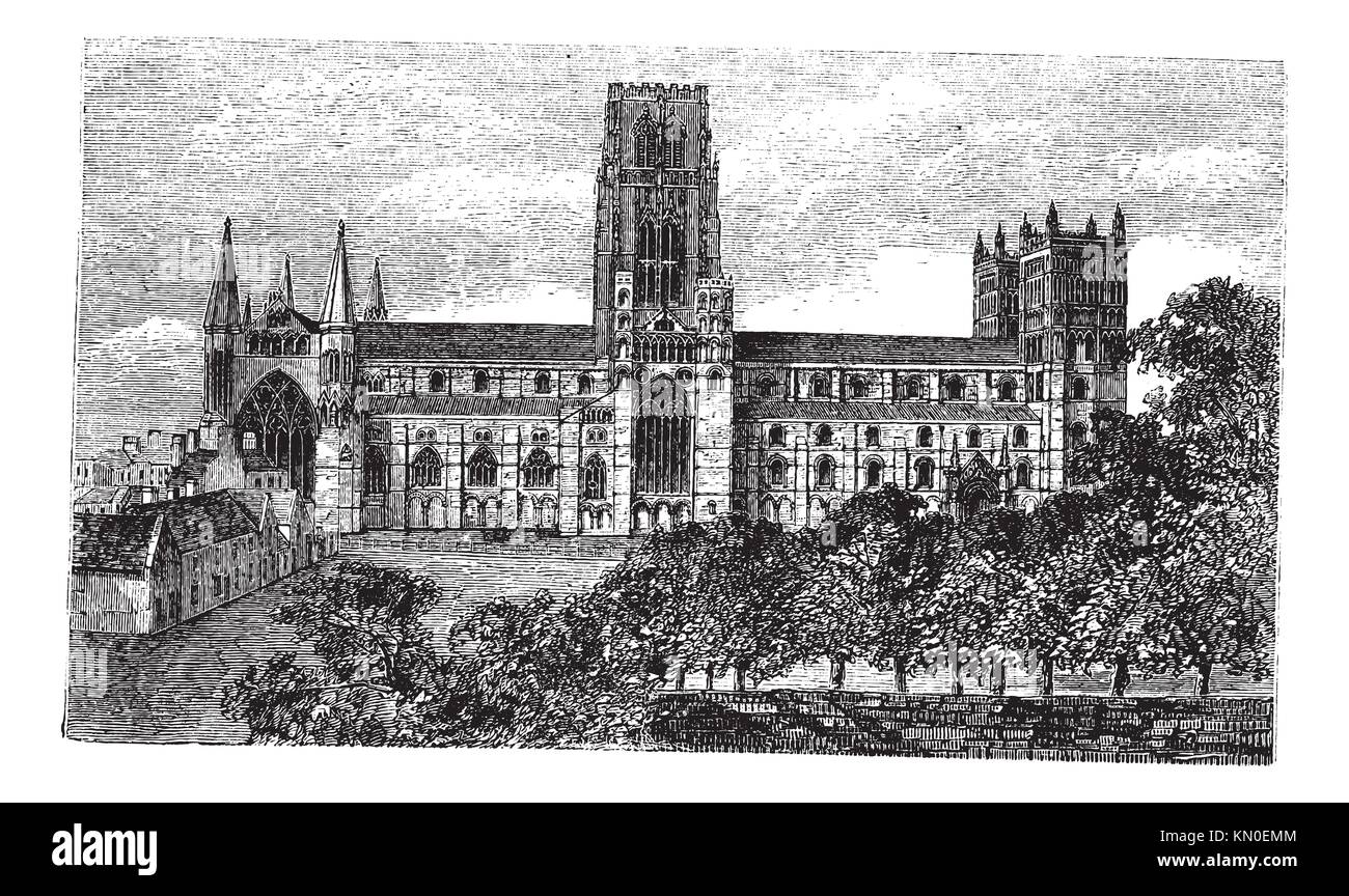 Durham cathedral engraving Cut Out Stock Images & Pictures - Alamy