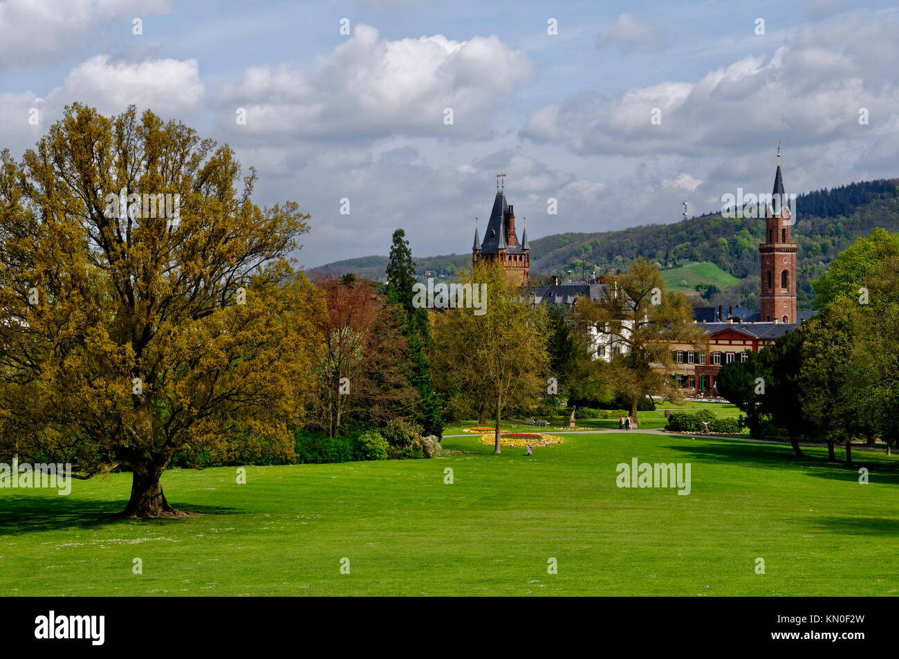 Weinheim: Castle grounds, castle and steeple of St.-Laurentius-church ...