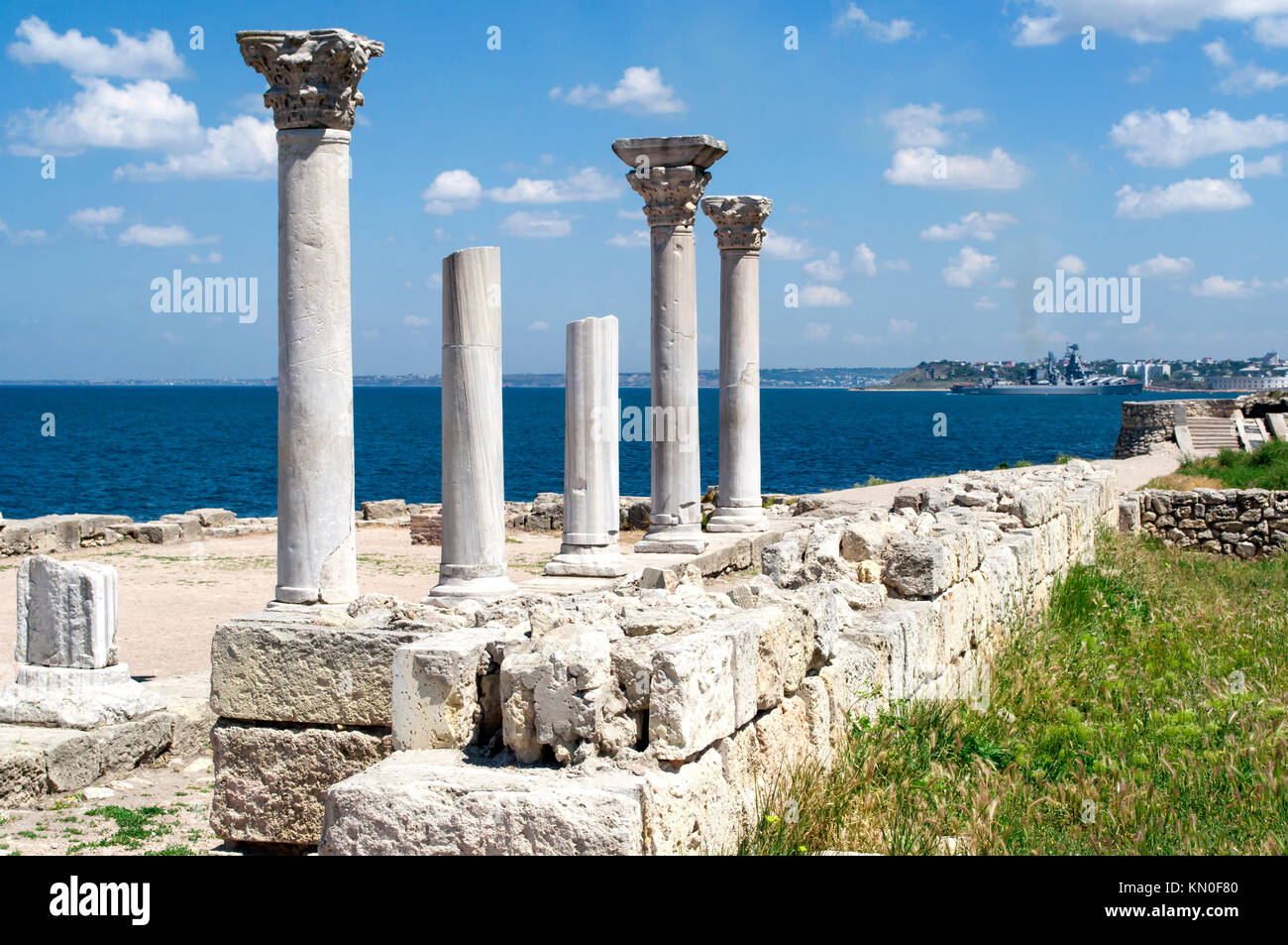 columns and ruins of Chersonesos in the city of Sevastopol, Crimea ...