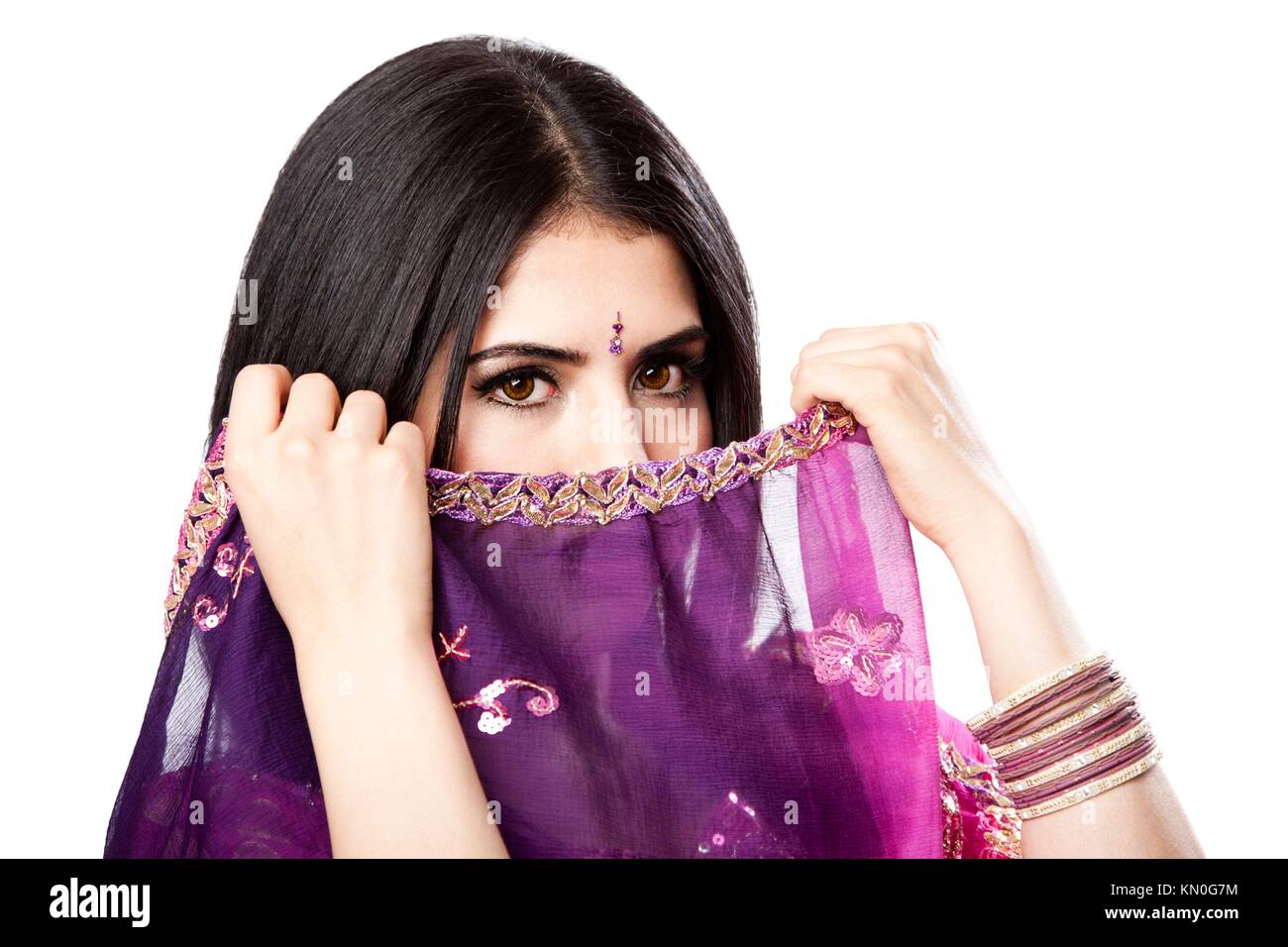 Indian woman covering face sari hi-res stock photography and images - Alamy