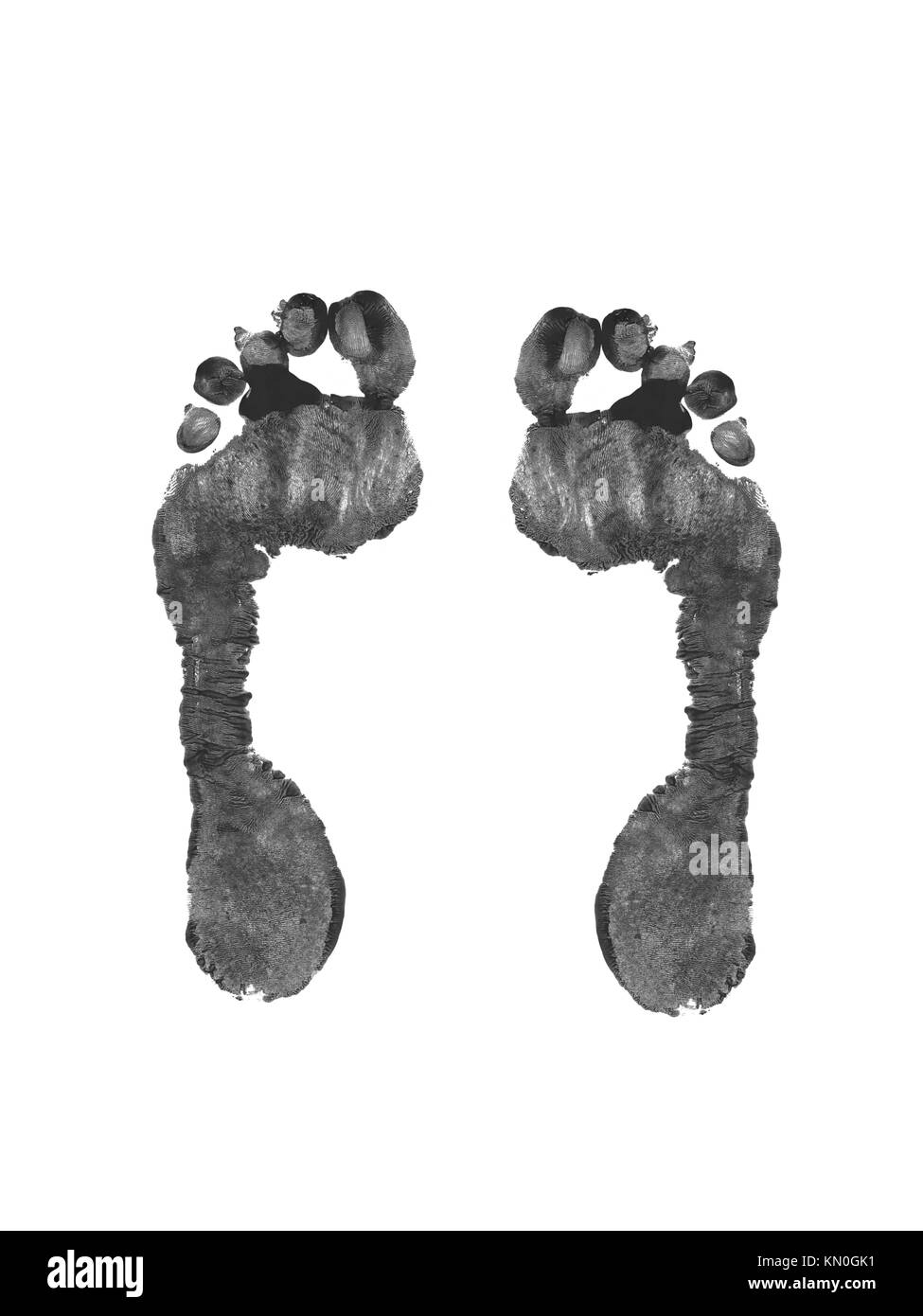 Foot prints on a white background Stock Photo - Alamy