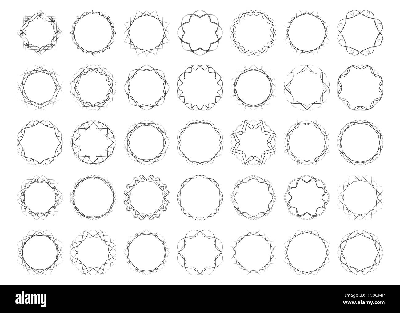 Twisted round calligraphic frames set abstract design elements. Vector ...
