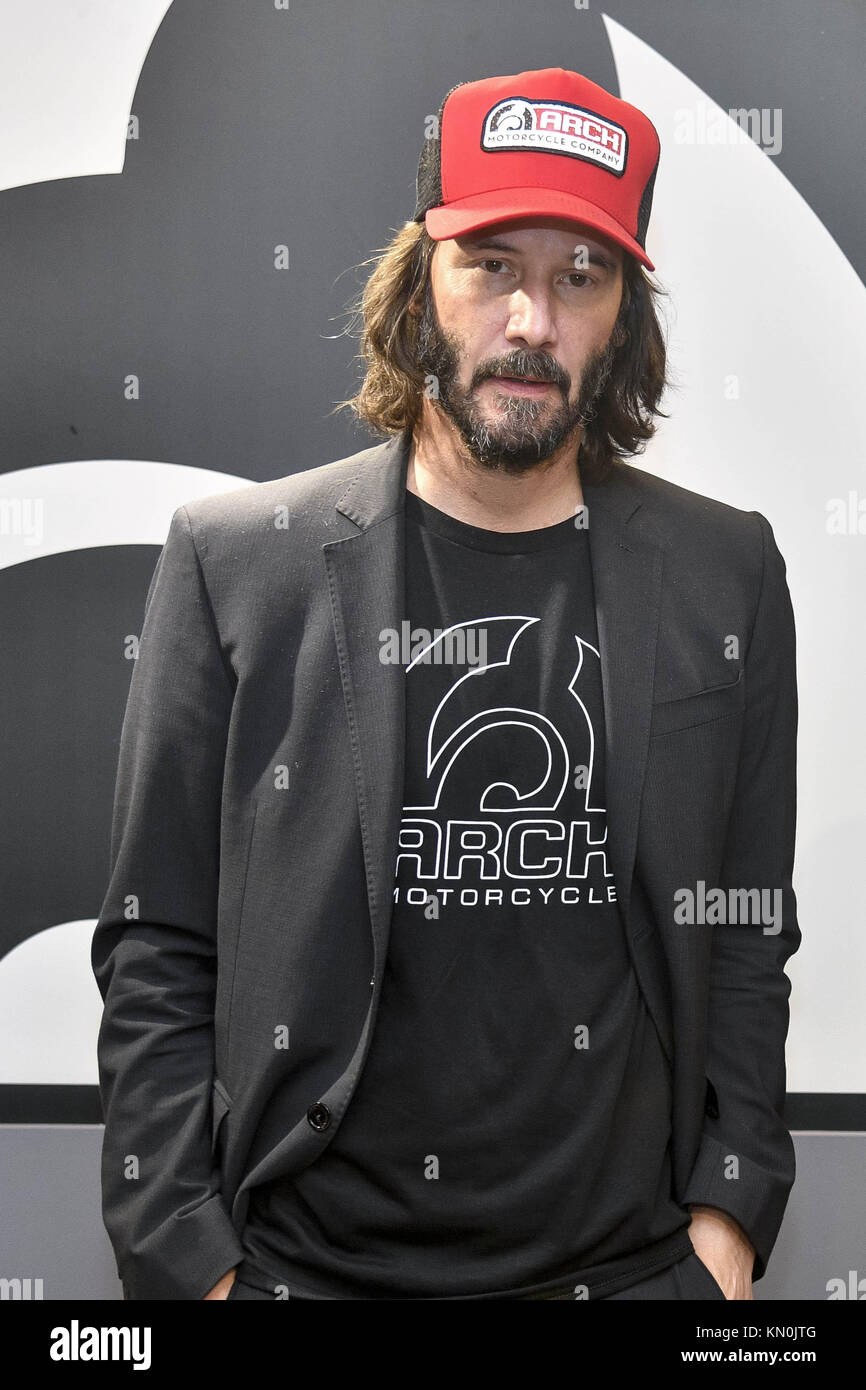 Keanu Reeves presents the Arch Motorcycle during the EICMA 2017 ...