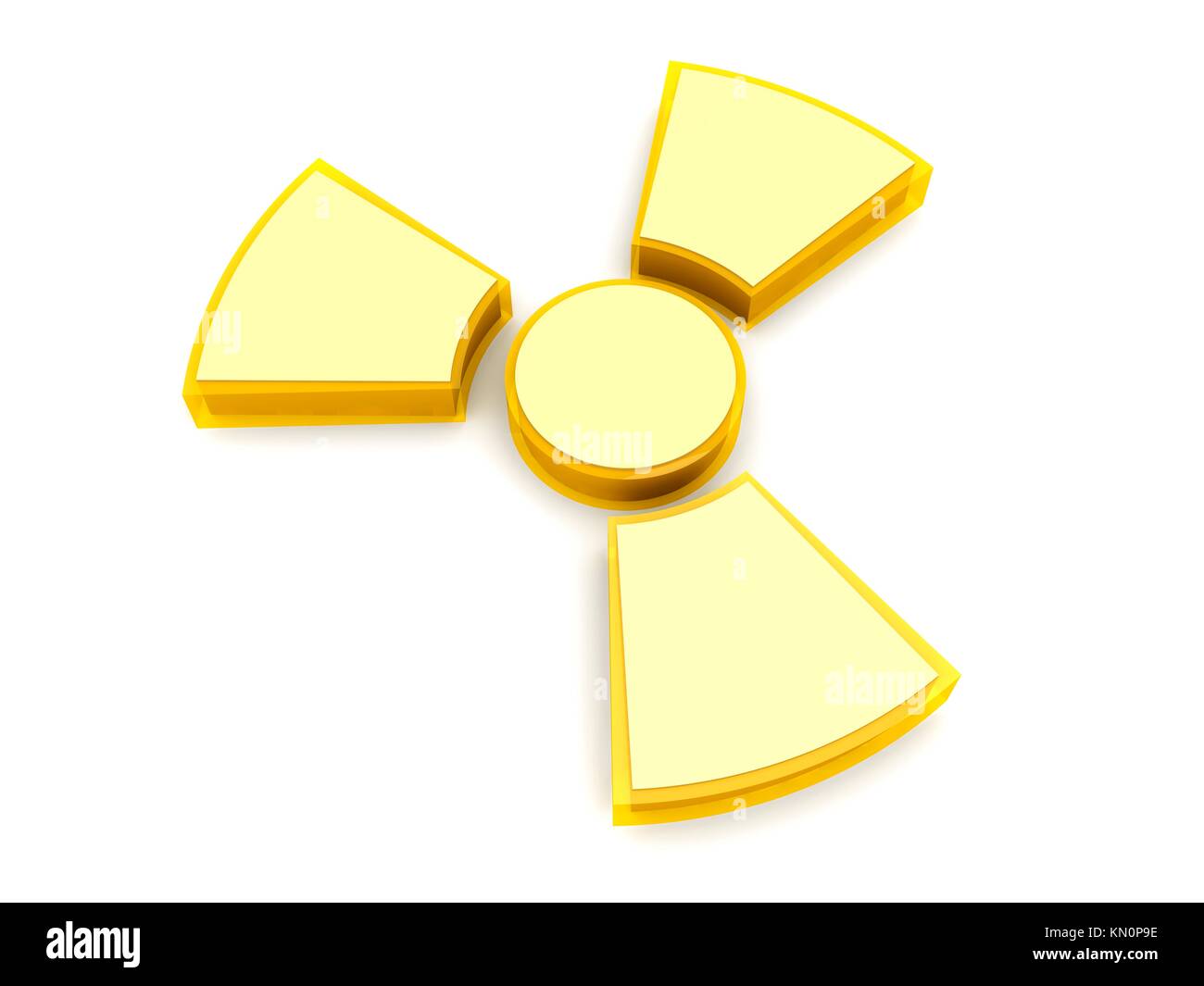 A radioactive warning sign 3D rendered Illustration Isolated on white ...
