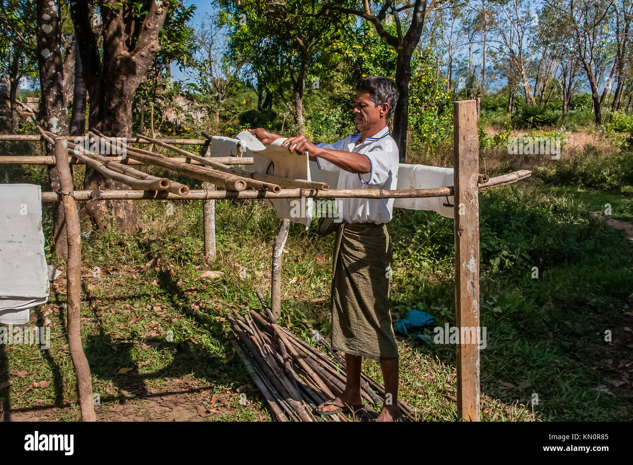 Handmade natural gum production in Myanmar Stock Photo - Alamy