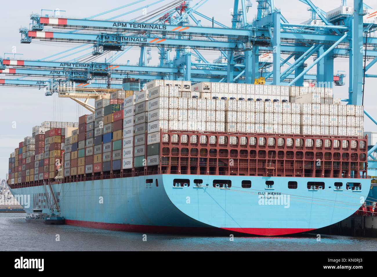 One of several container terminals in the Port of Rotterdam Stock Photo ...