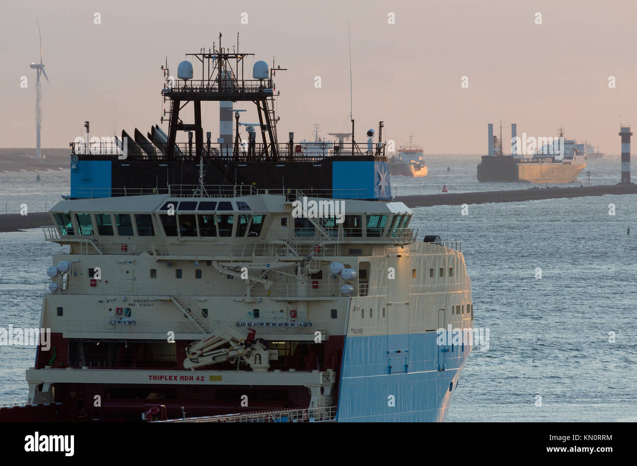 The Maersk Supply Service AHTS-vessel Maersk Mariner departs Rotterdam ...