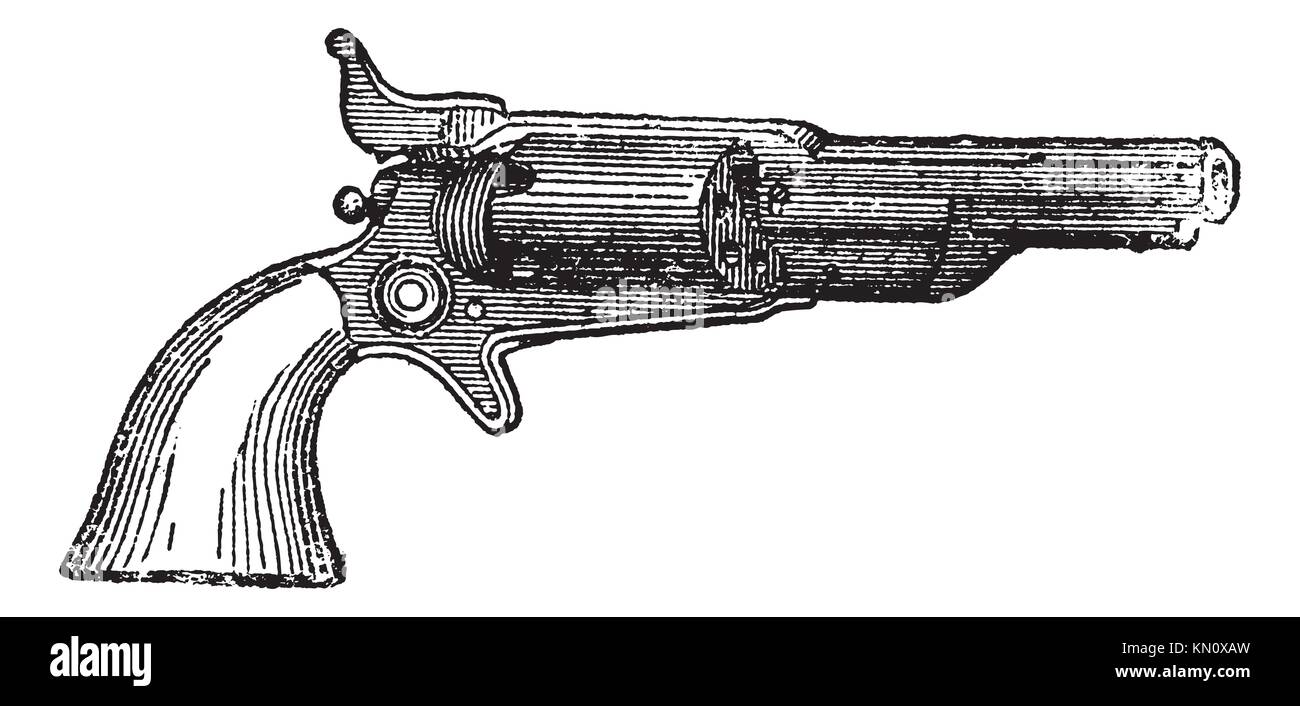 Old colt revolver drawing Cut Out Stock Images & Pictures - Alamy