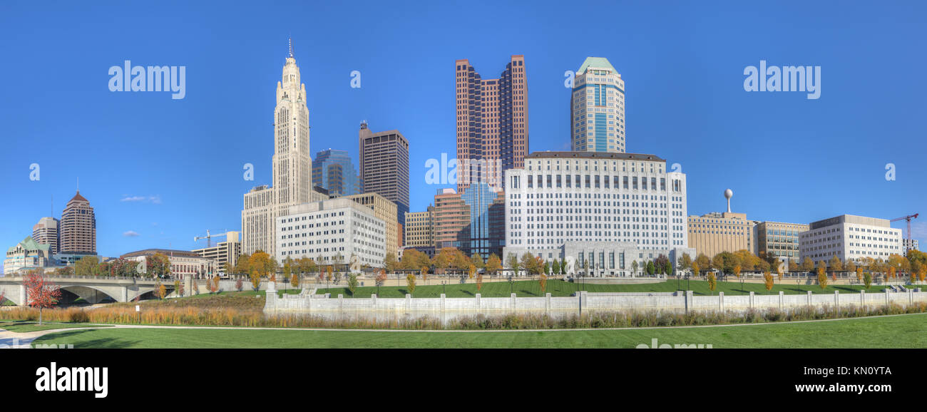 A Panorama of Columbus, Ohio skyline on a clear day Stock Photo - Alamy