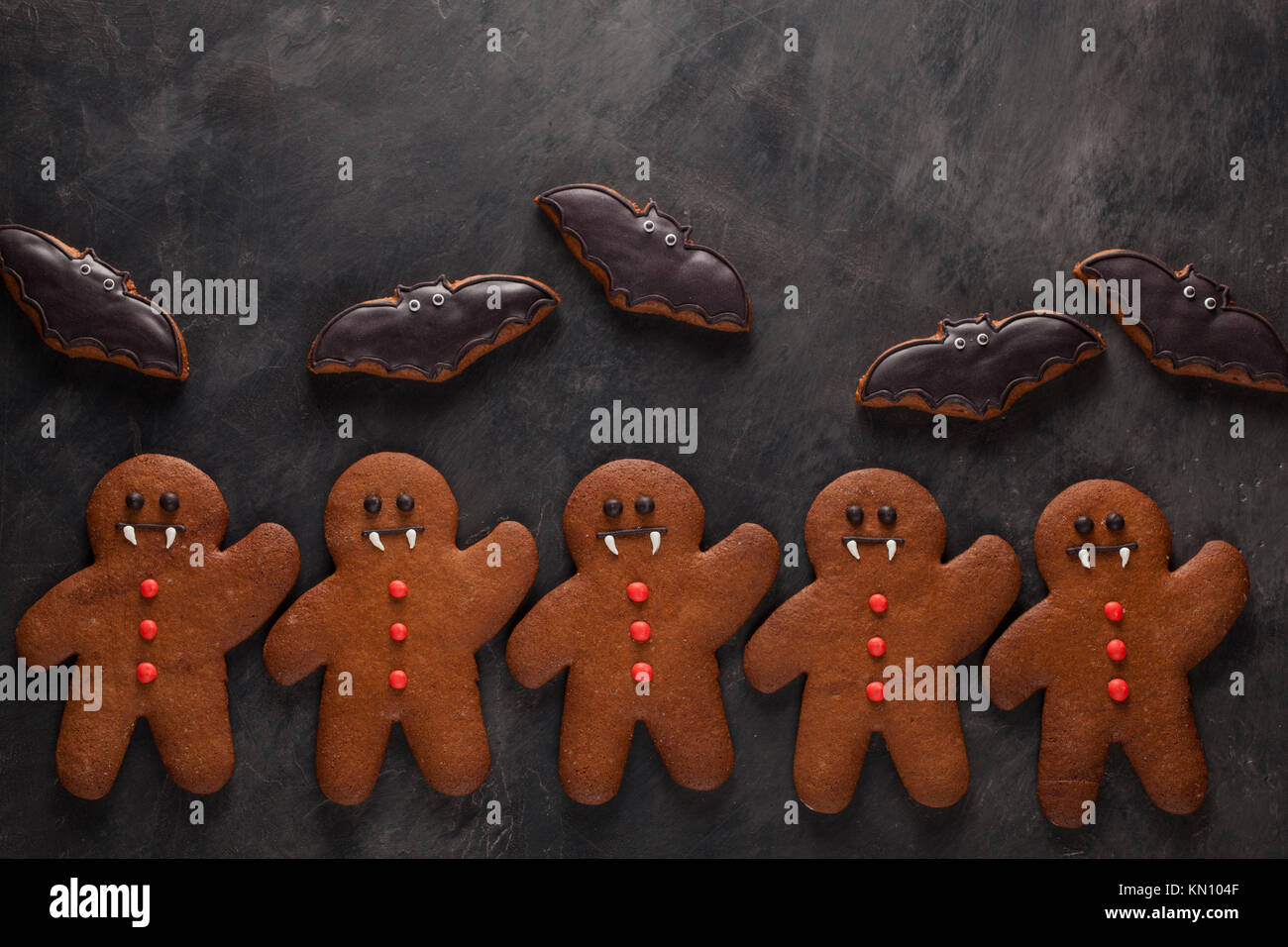 Homemade gingerbread cookies for Halloween in the form of bats and ...
