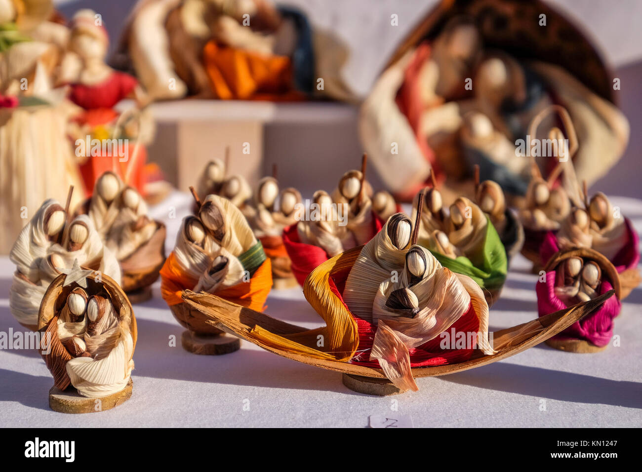 A Christmas decoration is on display at the window of a market stall in ...