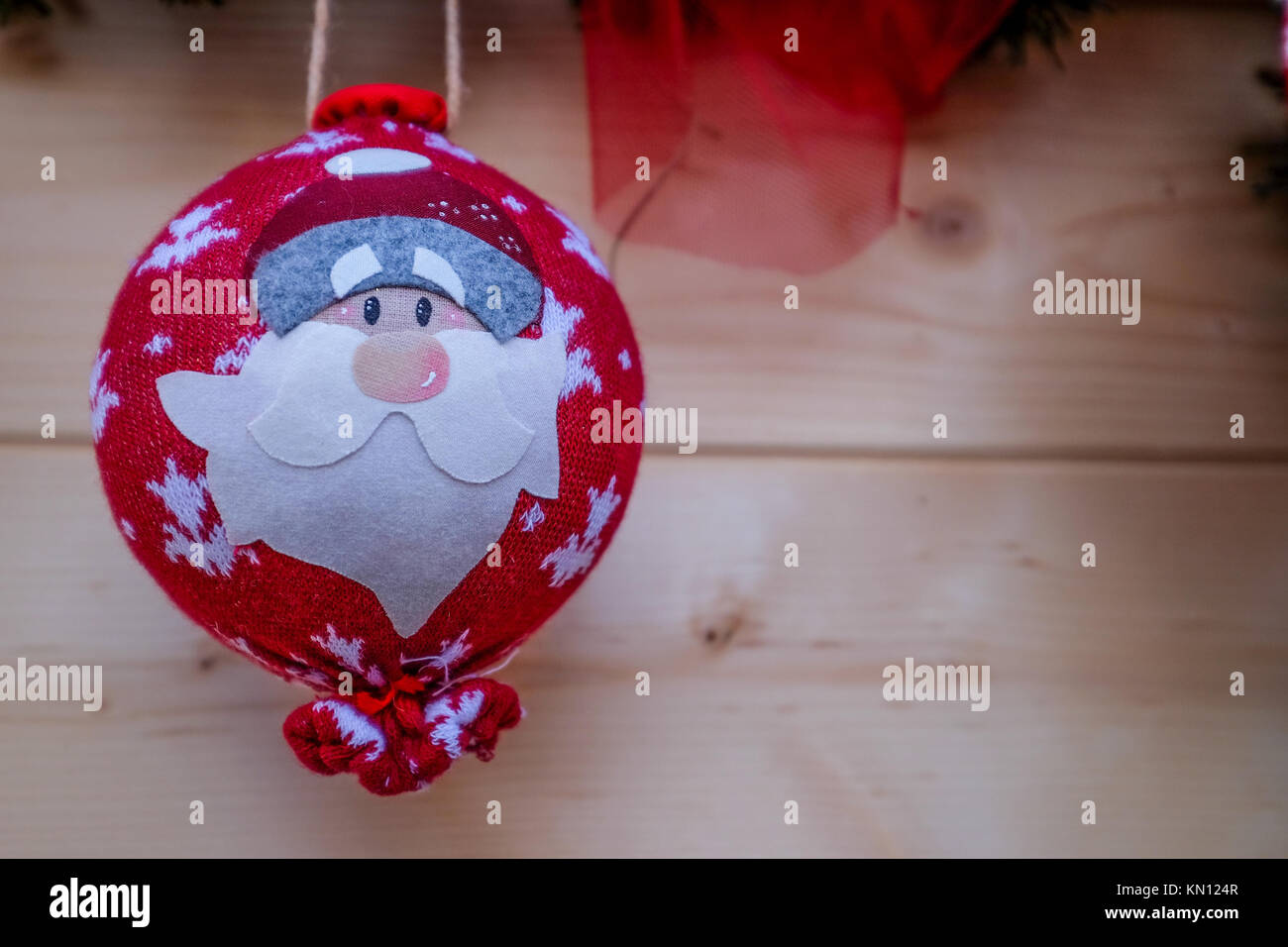 A Christmas decoration is on display at the window of a market stall in ...