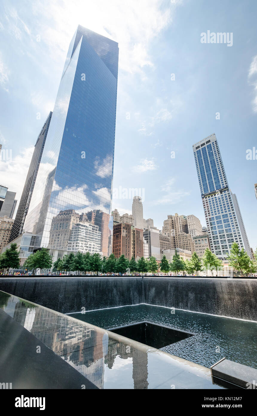 NEW YORK - JULY 17: People visit 9/11 Memorial in Manhattan on July 17 ...