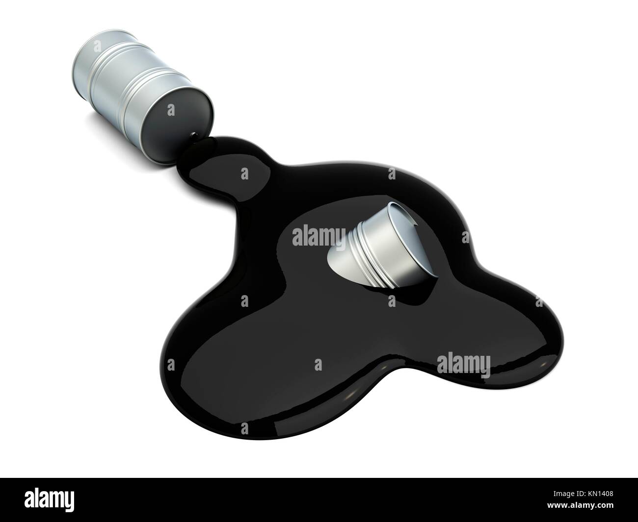 A leaking oil barrel 3D rendered Illustration Stock Photo - Alamy