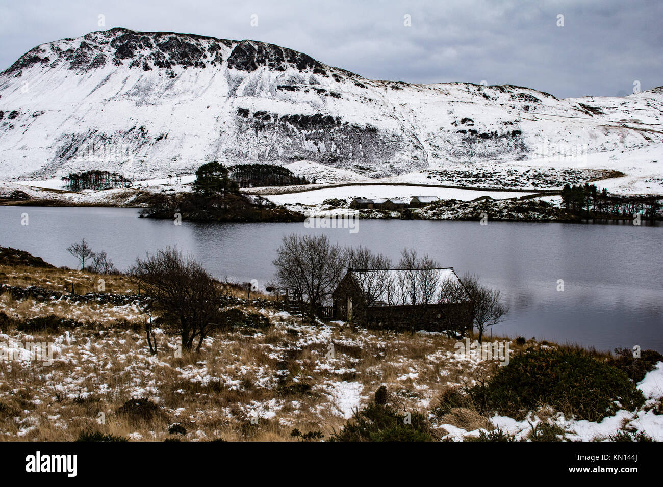 Cregennan Lakes in the snow, December 2017 Stock Photo - Alamy