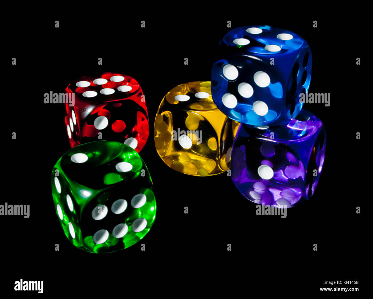 Colourful transparent dice Stock Photo - Alamy