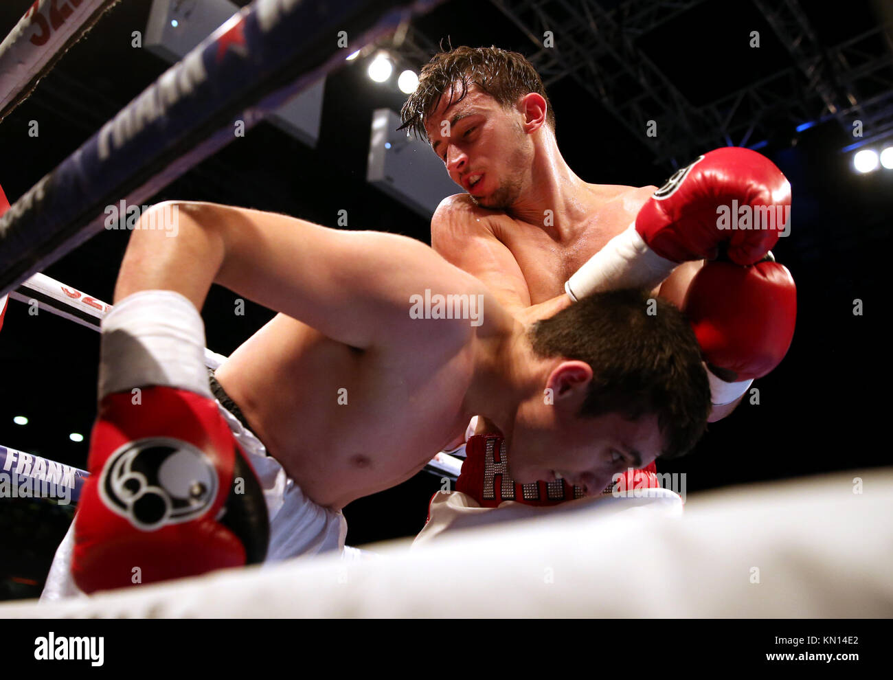 Harvey Horn (right) in action against Denis Bartos during their ...