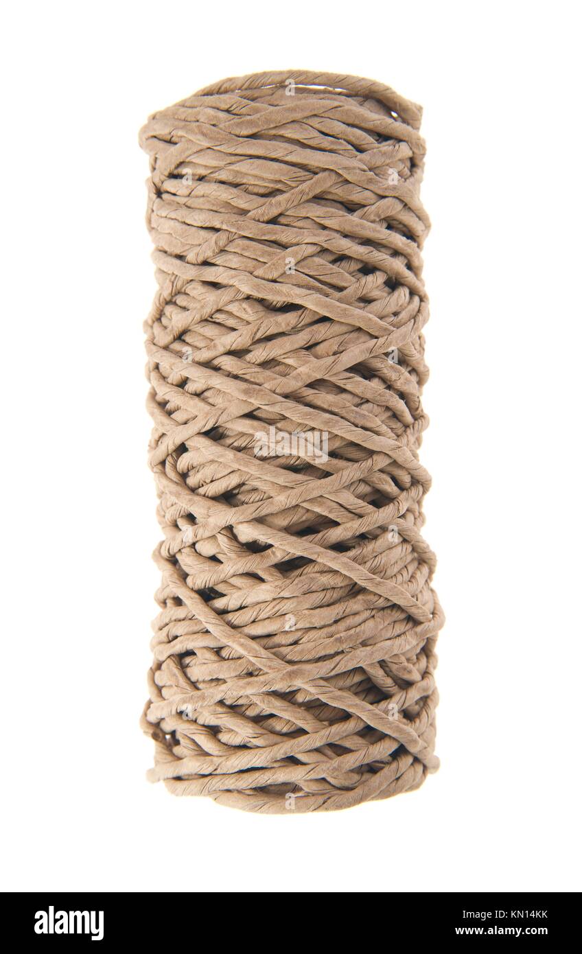 Roll of paper string isolated on white background Stock Photo - Alamy