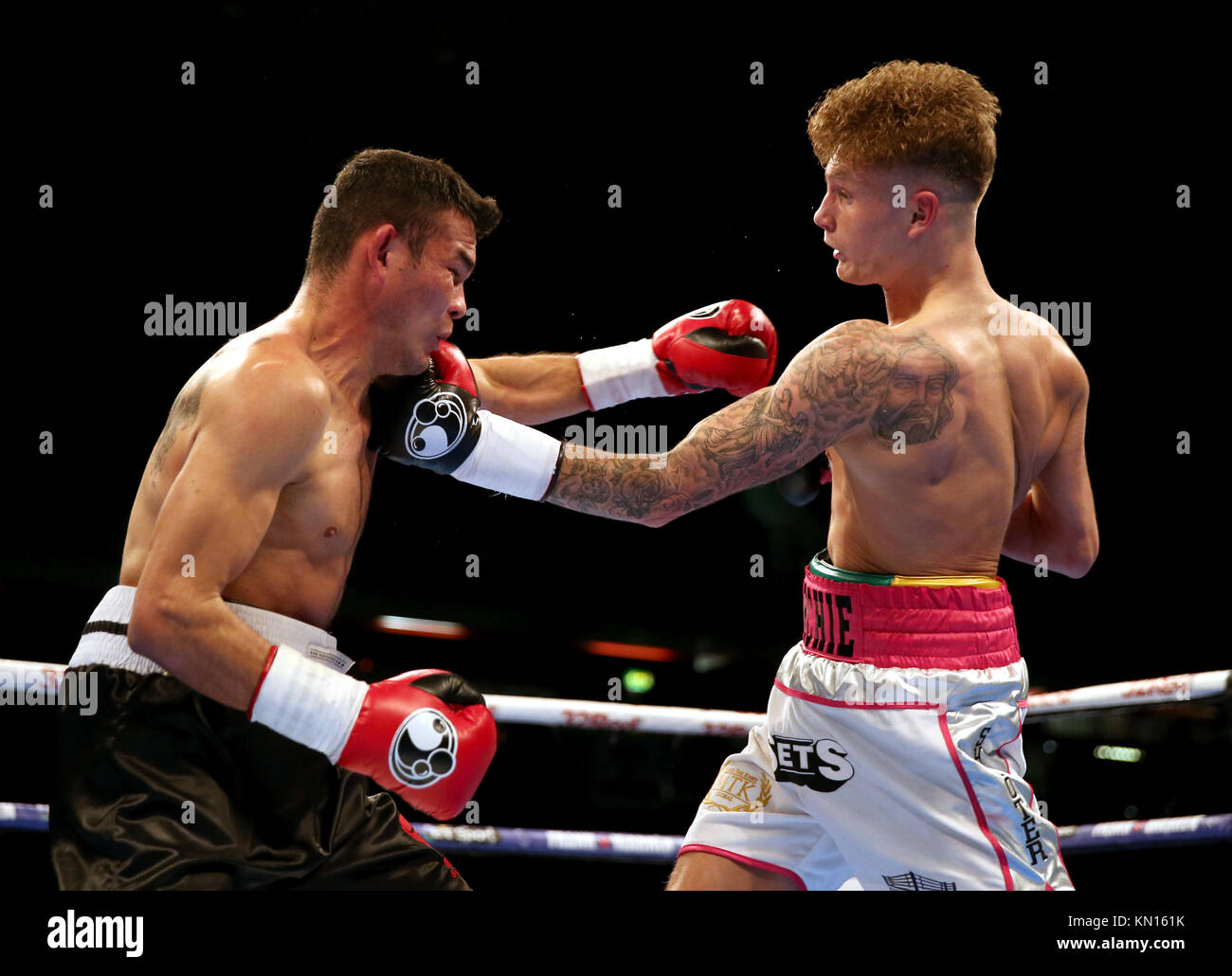 Archie Sharp (left) in action against Rafael Castillo during their ...