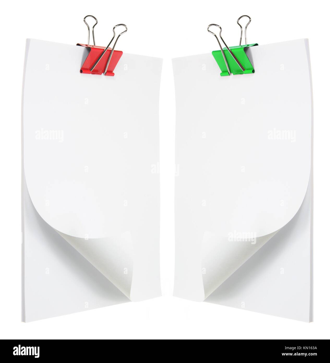 Blank Papers with Paper Clips on White Background Stock Photo - Alamy