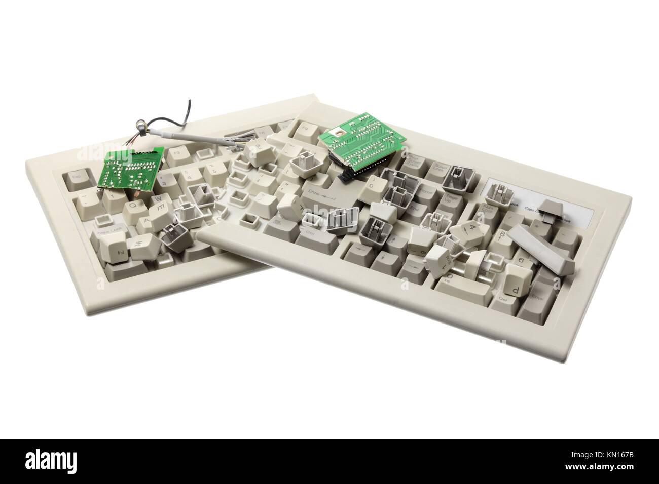Broken Computer Keyboard on White Background Stock Photo - Alamy