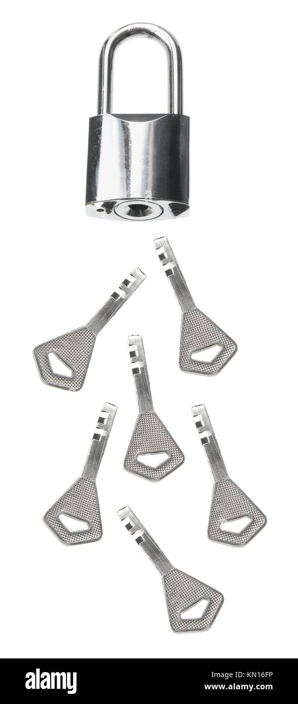 Lock and Keys on White Background Stock Photo - Alamy