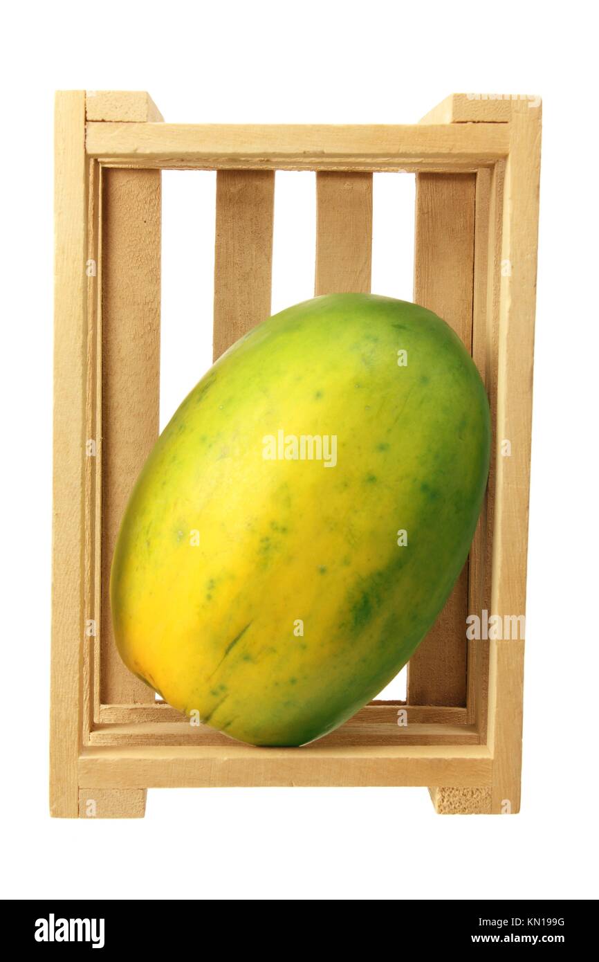 Papaya in Box on White Background Stock Photo - Alamy