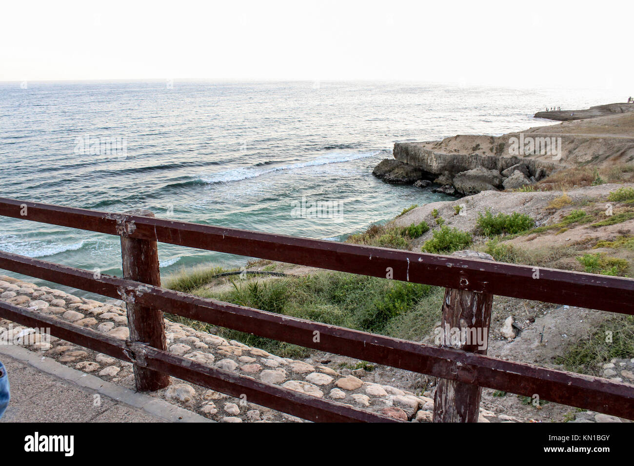 seaside or sea view of Oman beach deep water with rocks beautiful ...