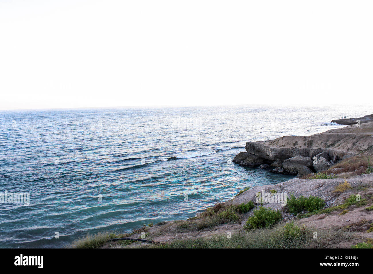 seaside or sea view of Oman beach deep water with rocks beautiful ...
