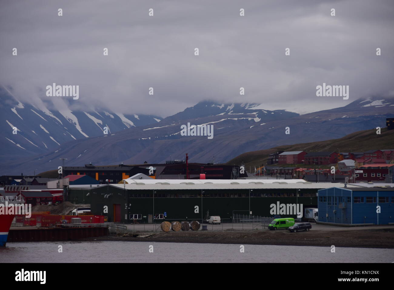 Port area, coal mining, Longyearbyen, Svalbard, Spitzbergen, Norway ...