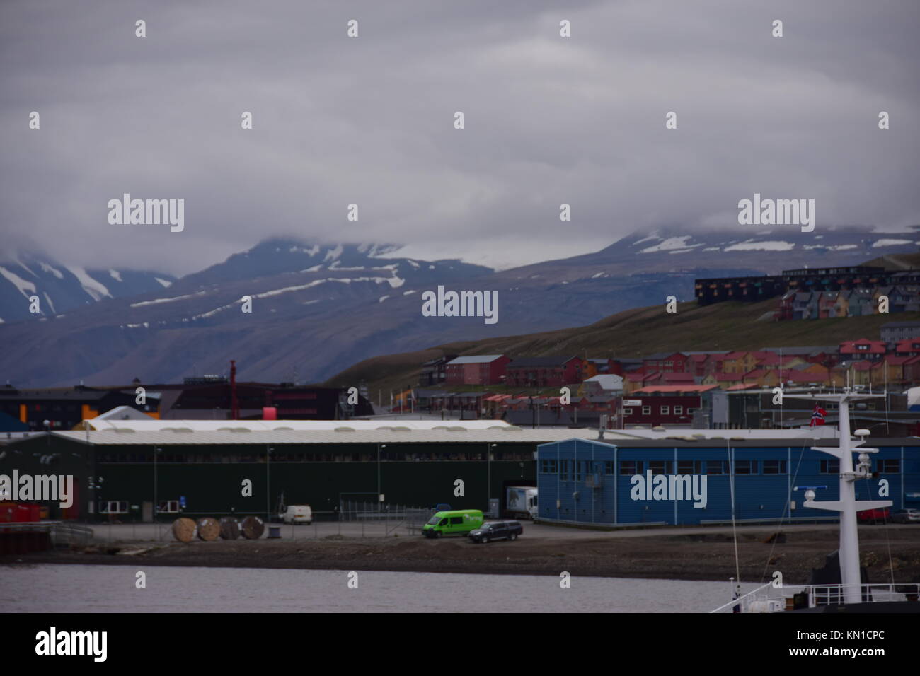 Port area, coal mining, Longyearbyen, Svalbard, Spitzbergen, Norway ...