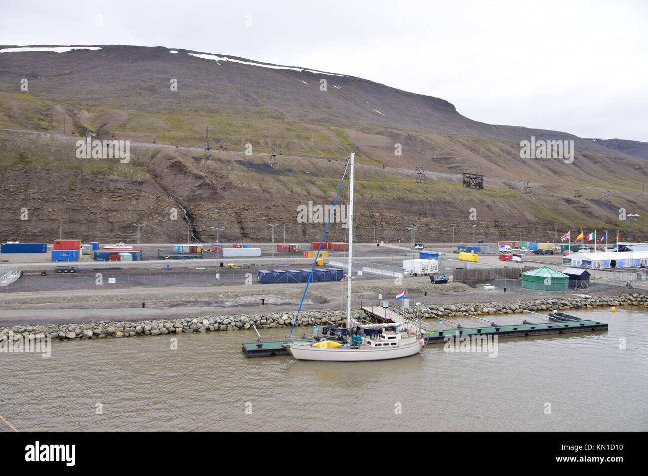 Port area of Longyearbyen with coal mining / working, Svalbard, Norway ...